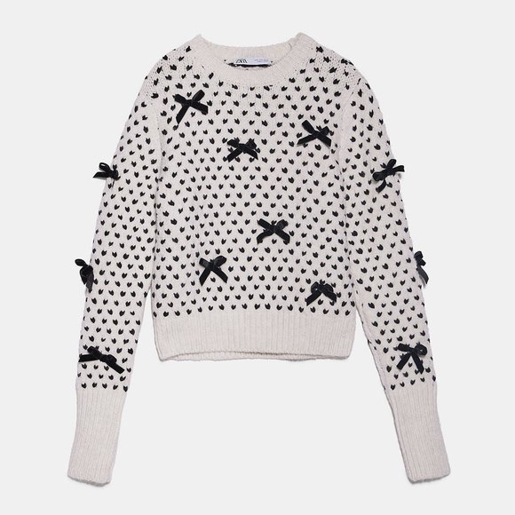 Zara | Sweaters | Zara Knit Sweater With Bow | Poshmark